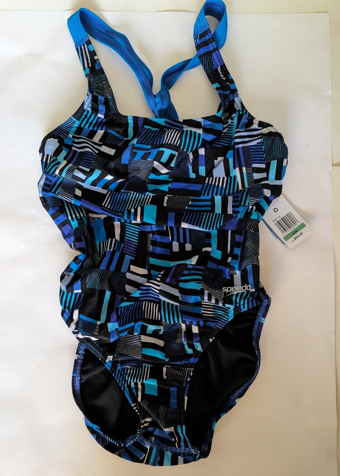 SPEEDO Pro LT Swimmers Trippy Stripe Blue Women's Swimsuit One piece ...