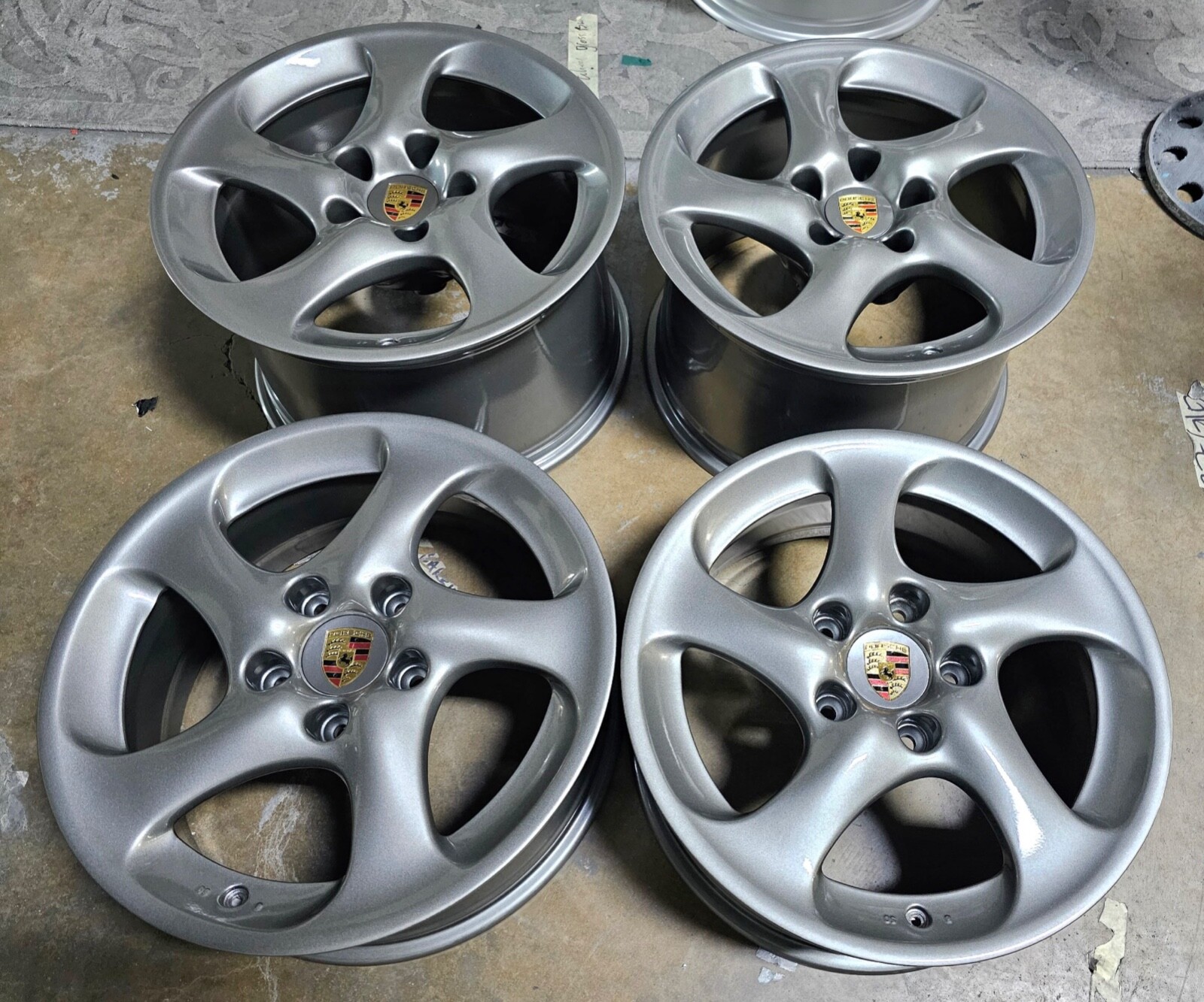 18" NEW GUNMETAL OEM PORSCHE 911 996 997 TURBO TWIST HOLLOW SPOKE ...