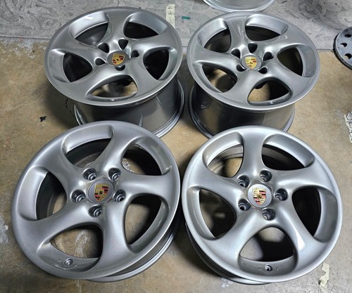 18" NEW GUNMETAL OEM PORSCHE 911 996 997 TURBO TWIST HOLLOW SPOKE ...