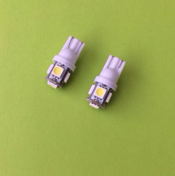 2pcs Super White T10 Wedge 5-SMD 5050 LED Light Bulbs W5W 2825 158 192 ...