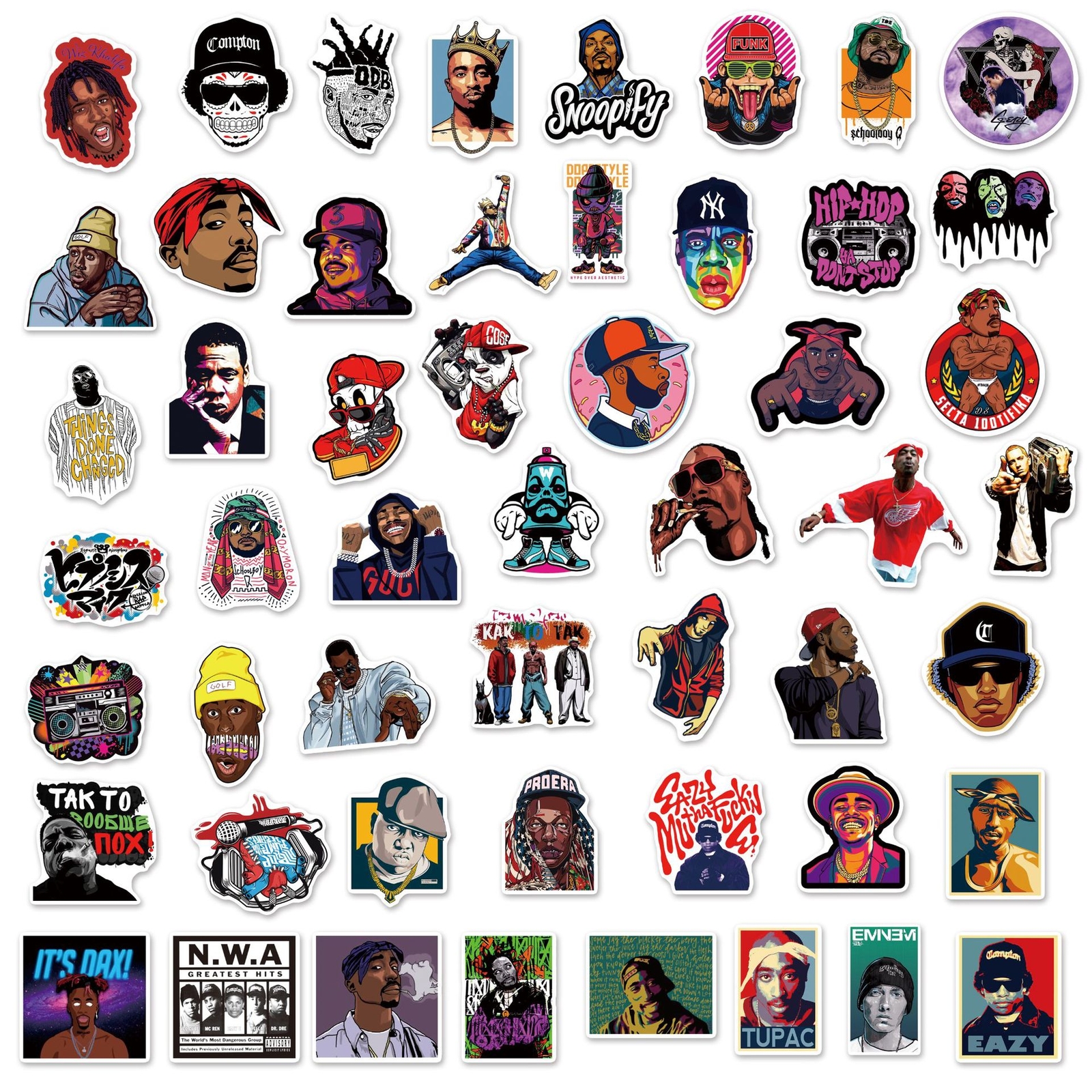 Good Sized Legendary Rapper Tupac 2pac Stickers 50pcs For Decorating ...