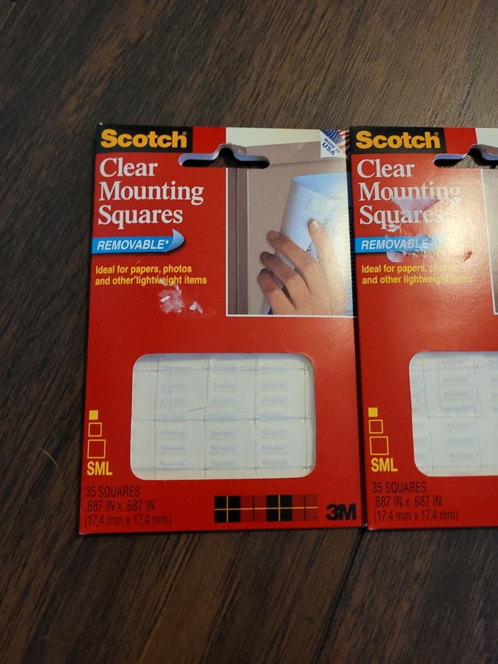 Scotch Removable Clear Mounting Squares Double Sided Adhesive Photo ...