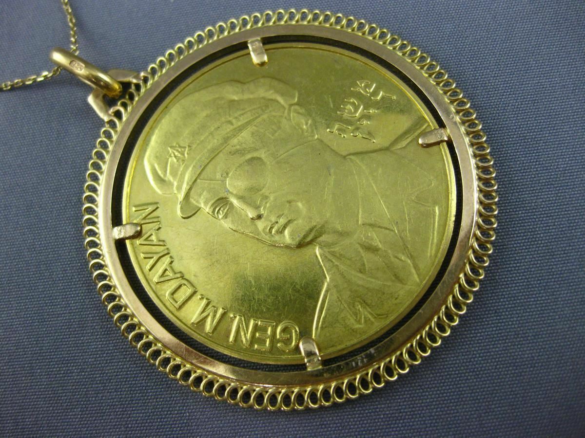 ESTATE MASSIVE 22KT & 18KT YELLOW GOLD GENERAL MOSHE DAYAN ISRAELI COIN ...