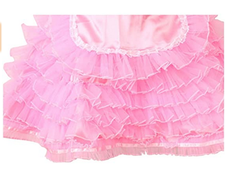 Lockable Prissy Sissy Maid Satin Organza Pink Dress Cosplay Costume ...
