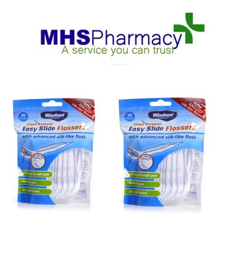 Wisdom Easy Slide Angled Flosser 'Y' Shaped Harp Flosser 2 Packs of 30 ...