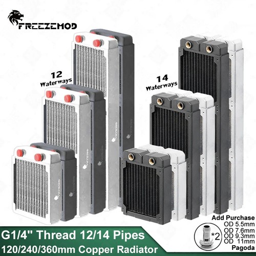 FREEZEMOD Copper Radiator 120/240/360mm 2.7/2.9cm Heat Sink Thick For ...