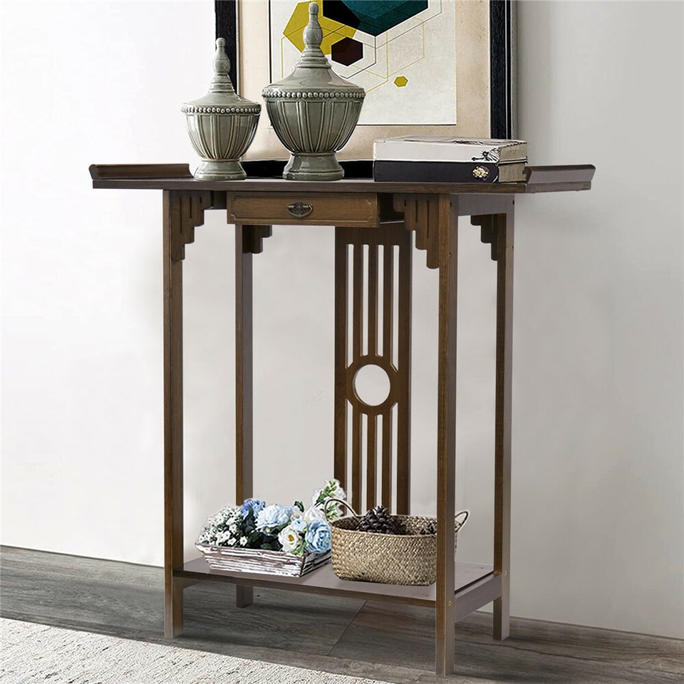 Rustic Narrow Console Table Slim Sofa Table with Storage Drawers Foyer ...