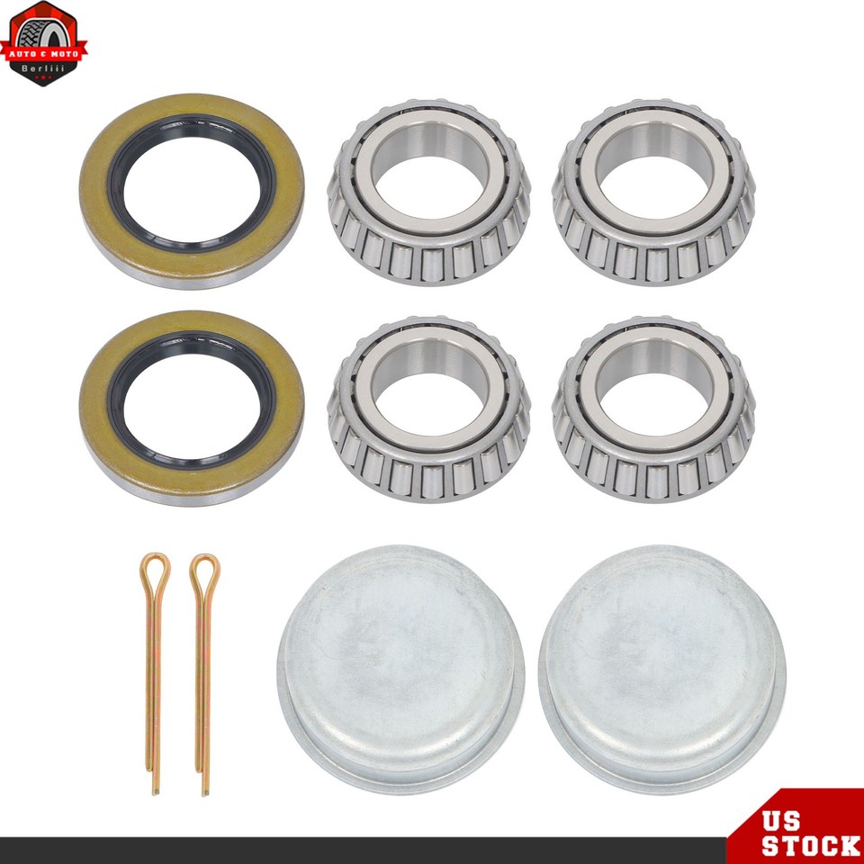 2 × Trailer Hub Kit 4 on 4" Bolt Circle For 2000 lbs 1" Spindle With ...