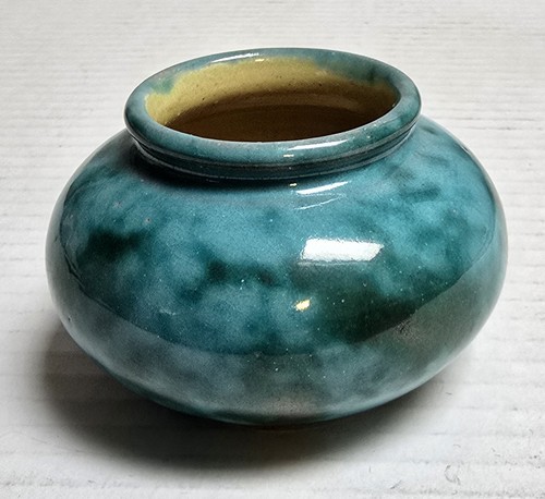 1900's Anton Lang Pottery Mottled Blue & Green Glaze Vase Signed ...