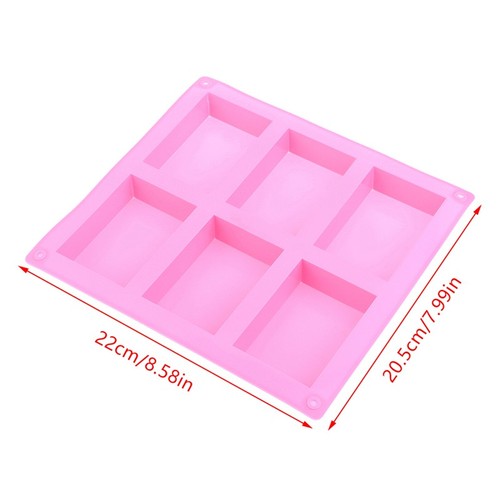 6 Cavity Square Plain Soaps Mold Rectangle DIY Handmade Soap Form Tray ...