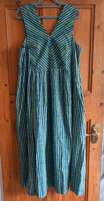 Toast Wave Stripe Block Print Cotton Dress green Size L £185 | eBay UK