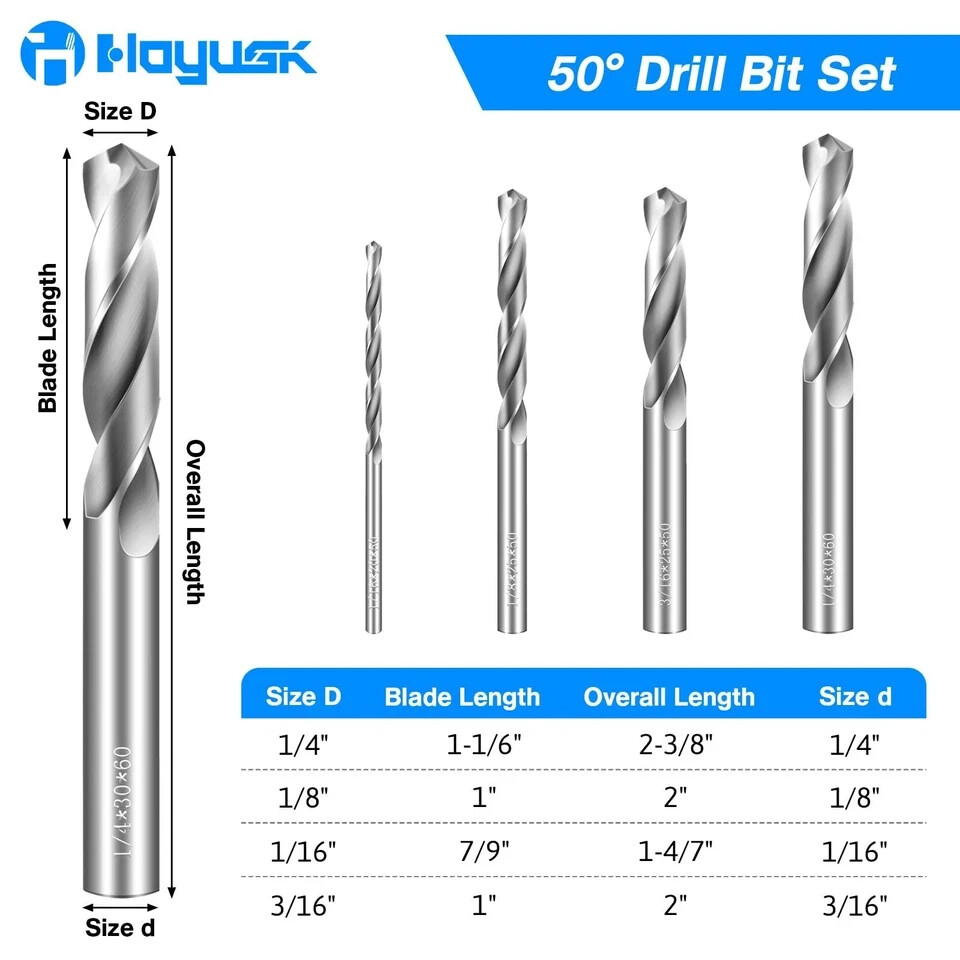 Drill Bit Set 4 Pcs Solid Carbide Drill Bits 1/8" 1/4" 1/16" 3/16" Tungsten C... | eBay