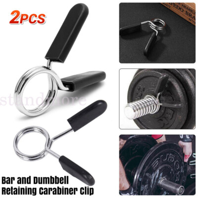 2x 1" Spring Clamp Collars for Weight Bar Dumbbells Gym Fitness Clips ...