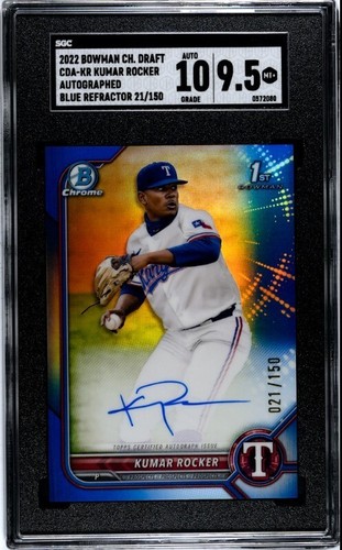KUMAR ROCKER 2022 Bowman Chrome Draft Blue Refractor RC AUTO #21/150 ...