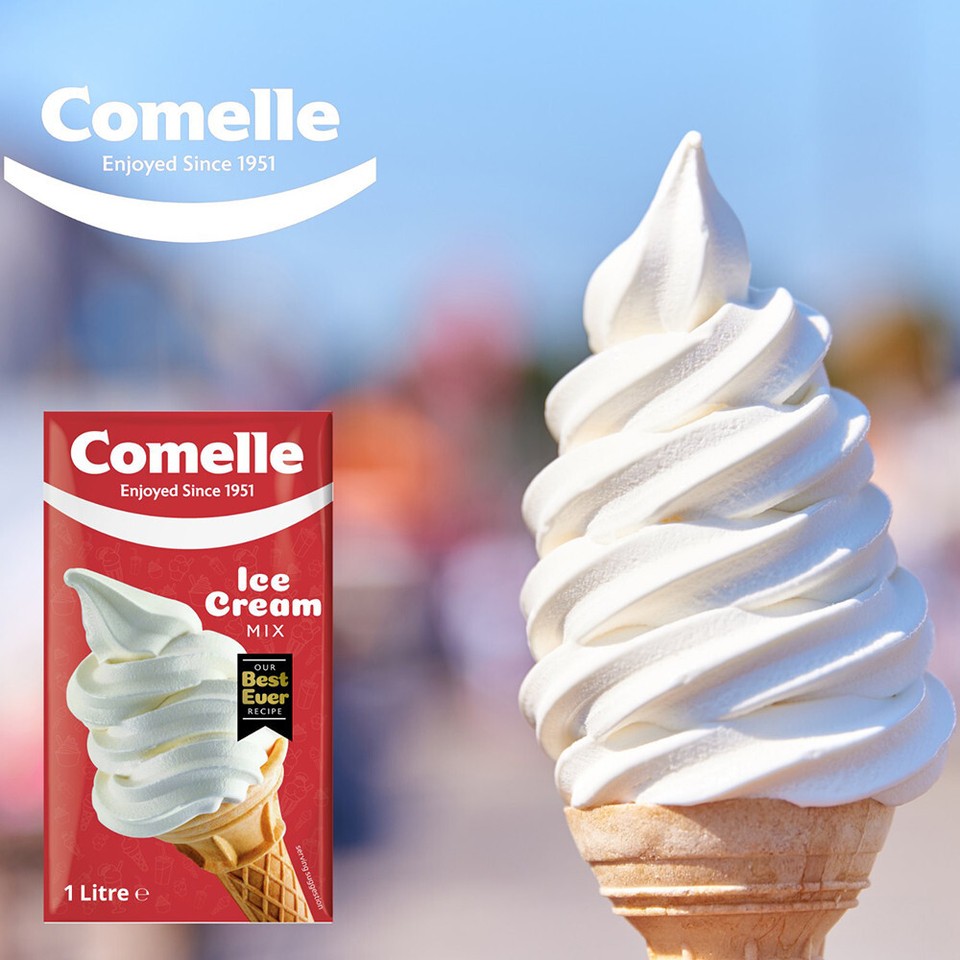 5 x Comelle Ice Cream Mix Vanilla 1L Skimmed UHT Long Life Milk Sundea ...