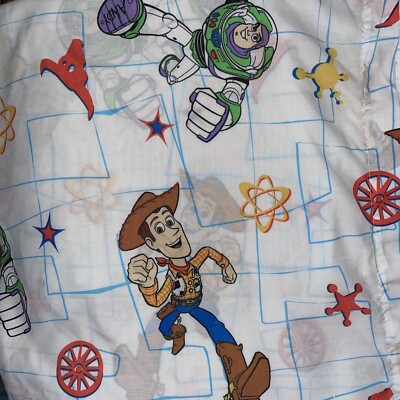 Vintage Toy Story Twin Flat Sheet Grid Pattern Buzz Woody Poly/Cotton ...