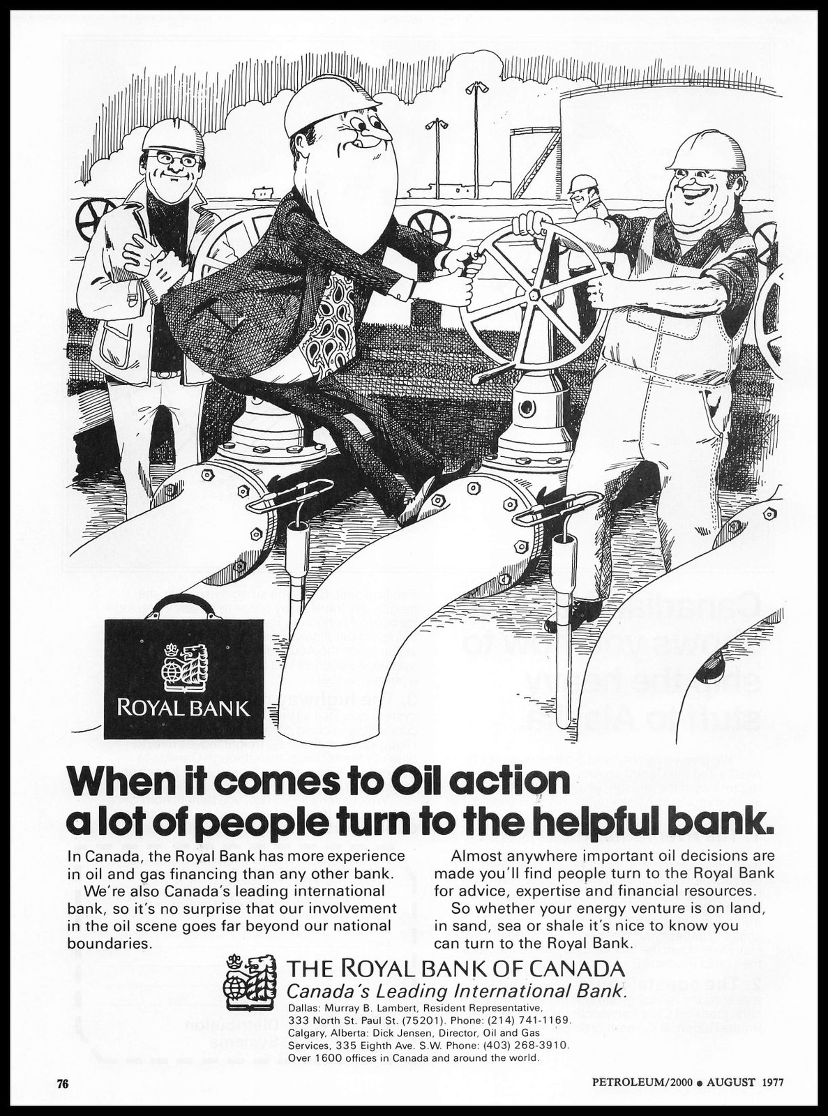 1977 Royal Bank Of Canada International Bank Oil Field Cartoon Vintage ...