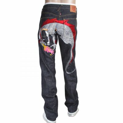 RMC Jeans silver embroidered Hungry Dragon Japanese selvedge denim ...