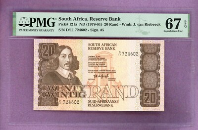 SOUTH AFRICA ~ (1978-81) ~ 20 RAND NOTE ~ PMG 67 EPQ | eBay