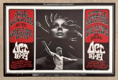 Joe Cocker Concert Poster 1969 Fillmore BG-196 Signed David Singer and ...