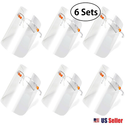 6 SETs of HIGH-QUALITY Safety Face Shield, Clear Anti-Fog Visor, Orange ...