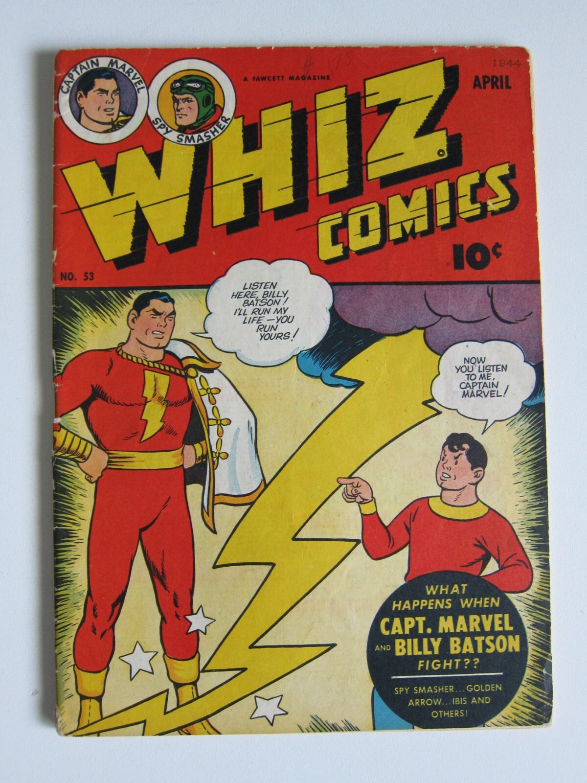 WHIZ COMICS #53 VG+ CAPTAIN MARVEL SHAZAM 1944 GOLDEN AGE FAWCETT SPY ...