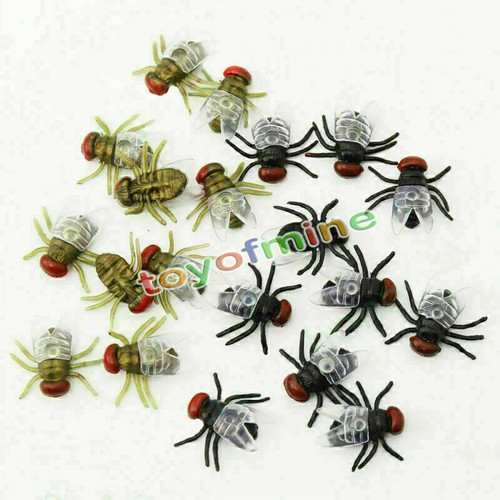 10 x Joke Black Flies Bug Funny Prank Novelty Life Like Fake Plastic ...