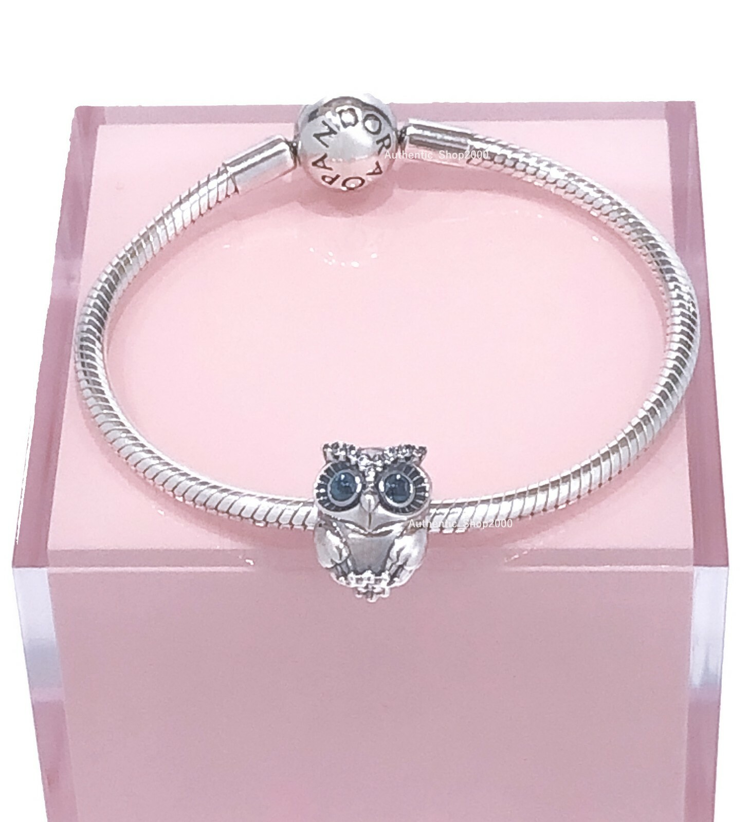 NEW Authentic PANDORA 925 SS Blue Eyes Sparkling Owl Charm Pendant ...