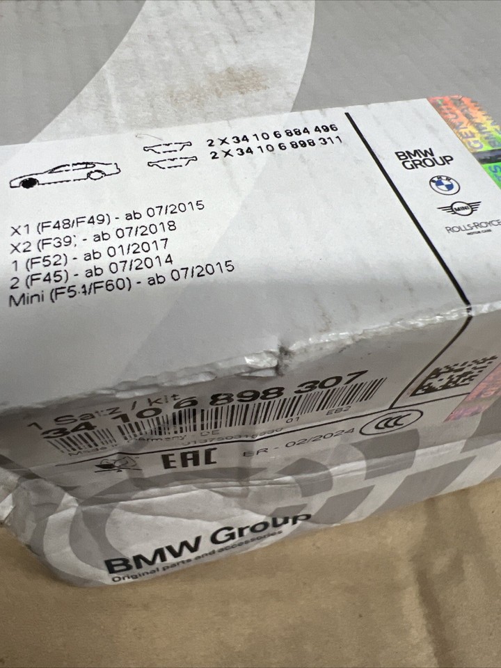 Genuine OEM Front Brake Pad Set For BMW 34106898307 | eBay