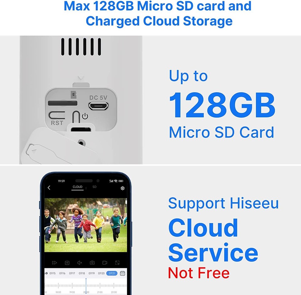 Hiseeu WIFI 2K Solar Battery Powered Wireless Security Camera System ...