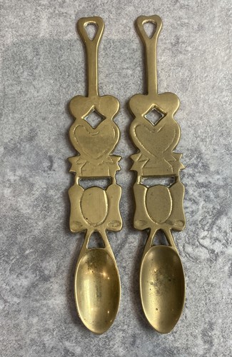 Pair Of Nice Vintage Collectible Brass Love Spoons 19 cm | eBay UK