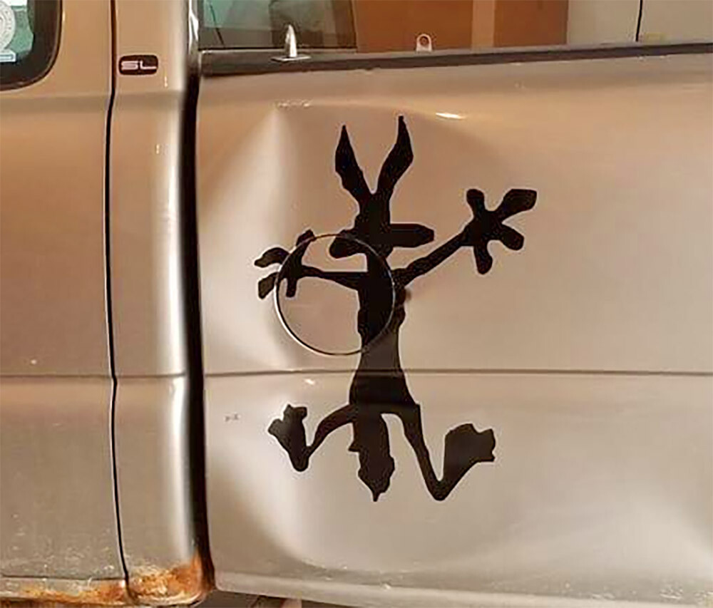 Wile E Coyote Wall Splat silhouette Dent Decal Sticker Funny Laptop ...