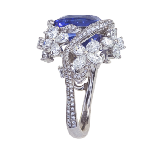 One Of A Kind Beautiful Snake Flower Design Blue Tanzanite & Bright CZ ...