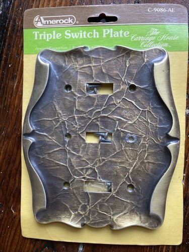Vintage AMEROCK Carriage House Triple Light Switch Cover Plate English ...