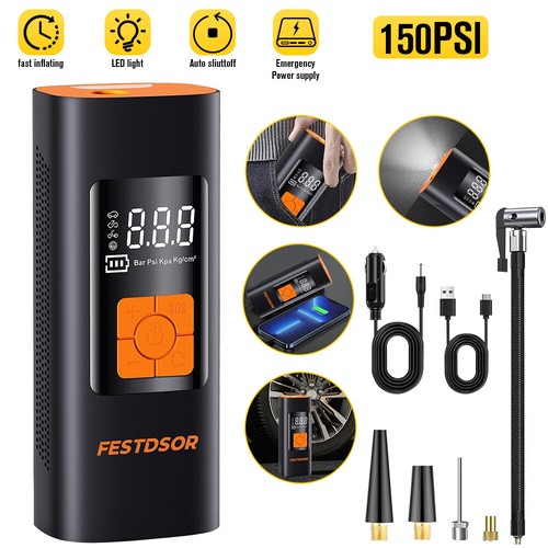 150 PSI Air Compressor Tire Inflator Fit Car Moto Bike Tires Air Pump ...