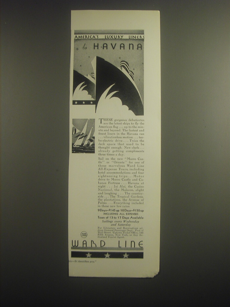 1931 Ward Line Cruises Ad - America's luxury liners to Havana | eBay