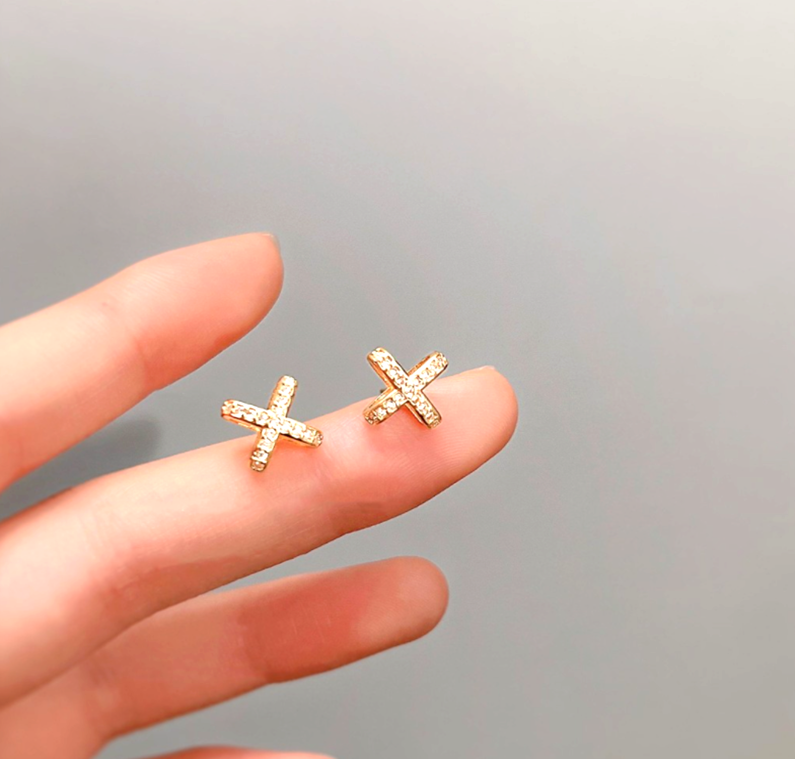 Trendy Tiny X-shape Cross Gold Pave Cubic Zirconia Stud Earrings | eBay