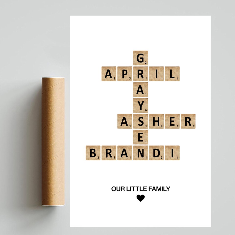 Personalized Crossword Wall Art, Custom Scrabble Letters, Unique ...