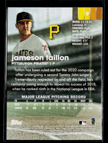 2020 Stadium Club #9 Jameson Taillon Near Mint or Better | eBay