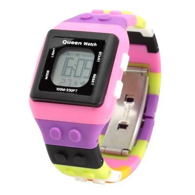 Queen watch Watch Multicolour Pink Quartz Display LCD Slide WR100mt ...