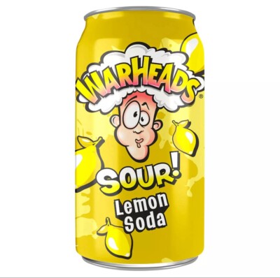 ⚫️ New Exclusive Warheads Sour Lemon Fruit Soda Candy Flavor (2 Cans ...