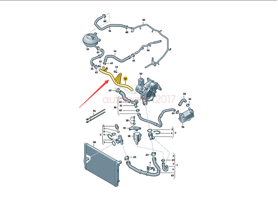 0EM Coolant Pipe Line For VW Golf Passat Sharan Tiguan A1 A3 TT 2.0L ...