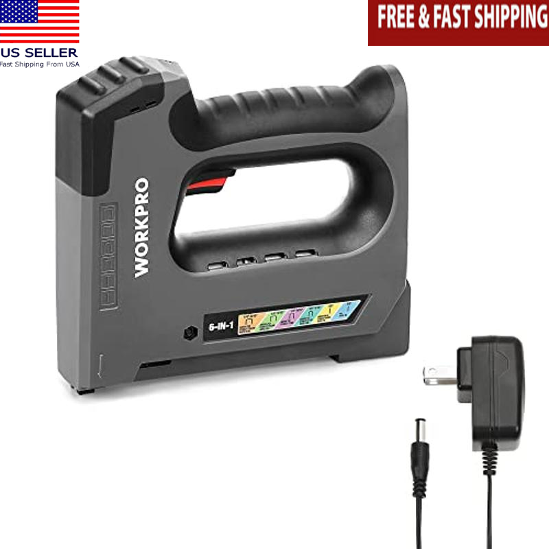6-in-1 Cordless Electric Staple Gun Rechargeable Nailer W/ Extended ...