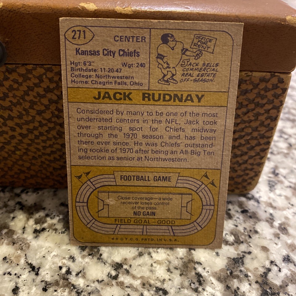 1974 TOPPS JACK RUDNAY KANSAS CITY CHIEFS #271 | eBay