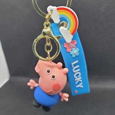 Georgie Pig Keychain - 3D Character Keychain with Carrying Strap ...