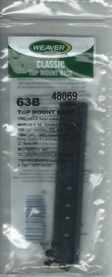 Weaver Standard Top Mount Aluminum Scope Base - Gloss Black- #63B ...