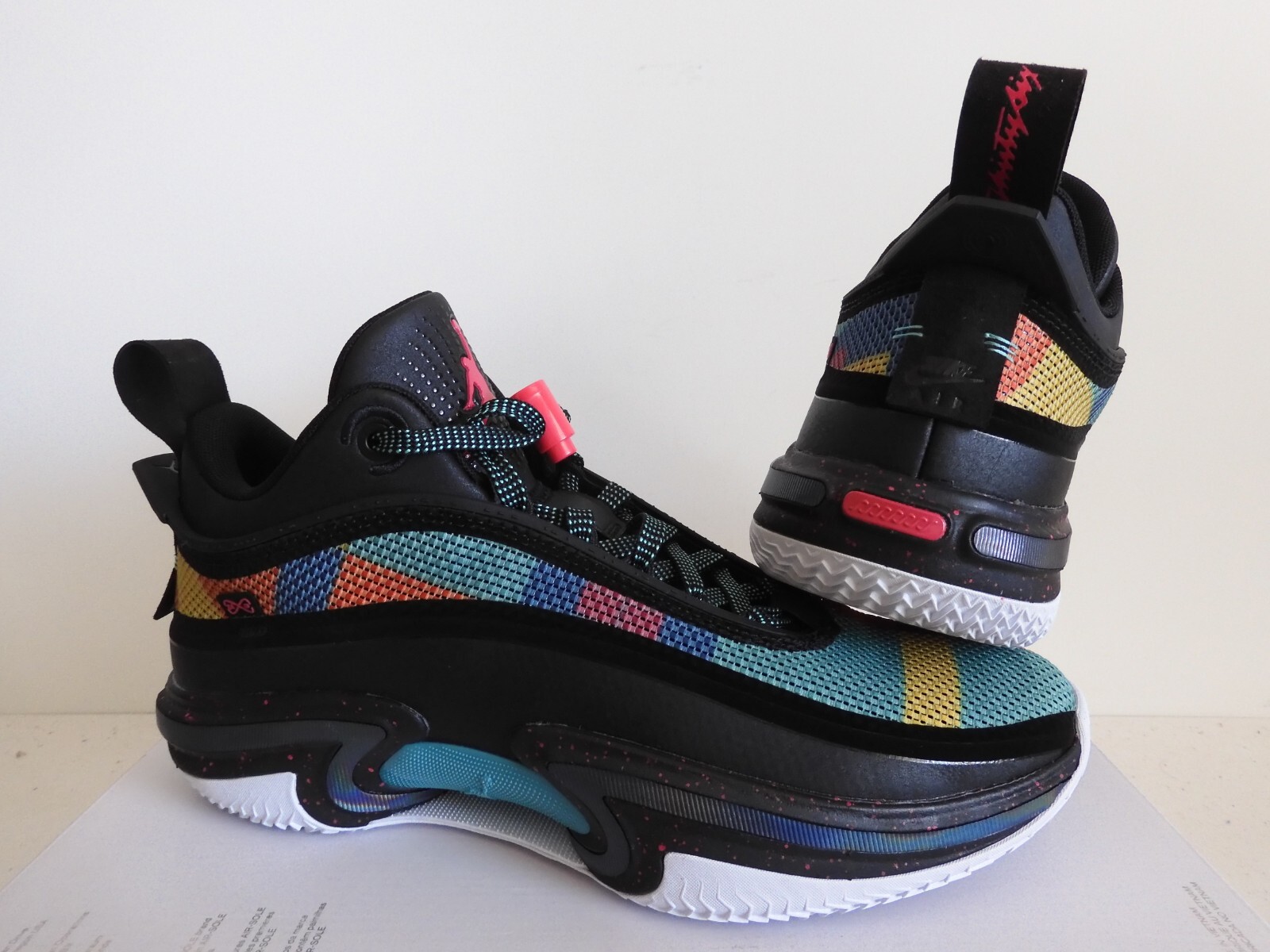 NIKE AIR JORDAN XXXVI 36 "MULTI COLOR" BLACK-RUSH PINK-TEAL SZ 10.5 ...