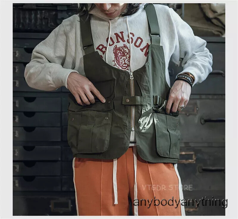 Mens Utility Strap Vest Outdoor Field Multi-Pocket Casual Gilet ...