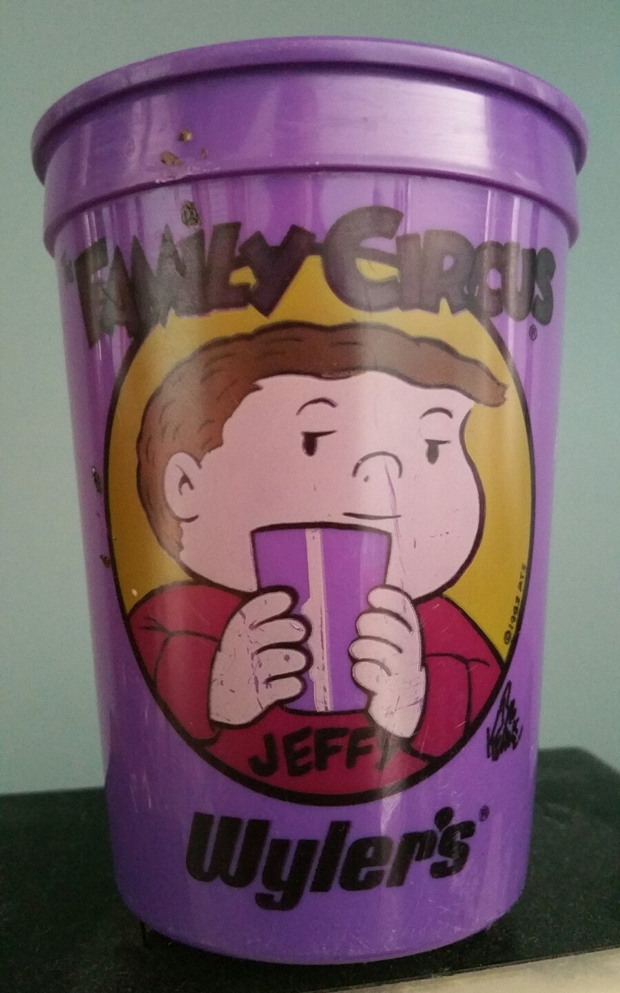 Family Circus Jeffy Wyler's Purple Cup Louisiana Plastic 12oz Vintage ...