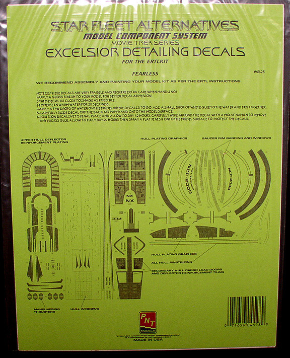 STAR TREK - Excelsior Detailing Decals - Fearless - 1:1000 Scale - by ...